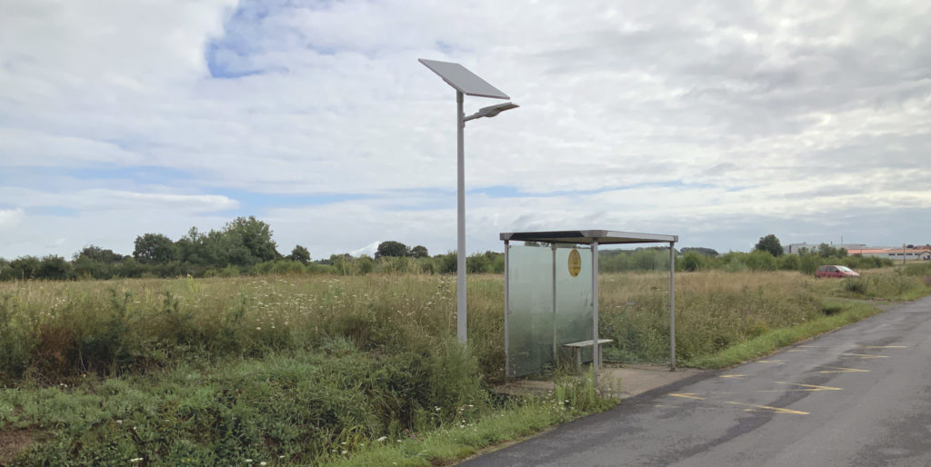 Solar-powered LED streetlight for bus stops